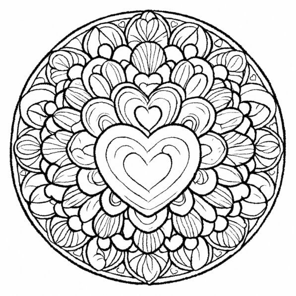 Download Intricate Heart Mandala Design Coloring pages Online ...