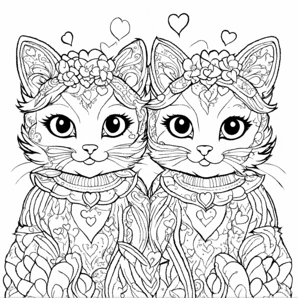 Download Whimsical Cats Illustration Coloring pages Online - Creative ...