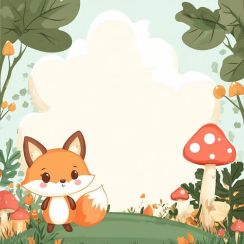 Download Cute Cartoon Fox in a Whimsical Landscape Backgrounds Online ...