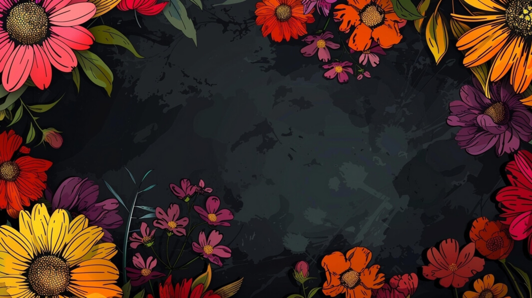 Download Colorful Floral Border on Dark Background Backgrounds Online ...