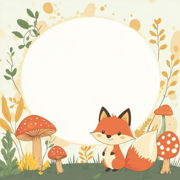 Download Cartoon Fox with Mushrooms Backgrounds Online - Creative Fabrica