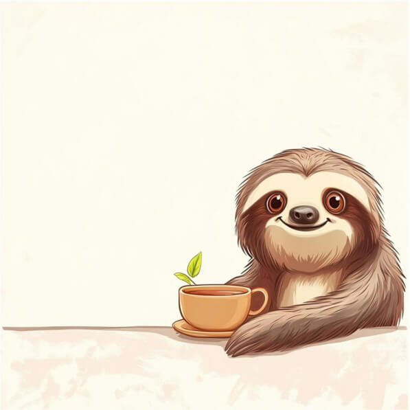 Download Cartoon Sloth Enjoying Tea Backgrounds Online - Creative Fabrica
