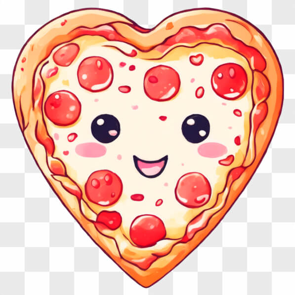 Download Kawaii Heart-Shaped Pizza with Smiling Face Kawaii Online ...