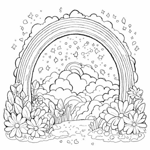 Download Cinderella Castle Coloring Page with Rainbow and Disney ...