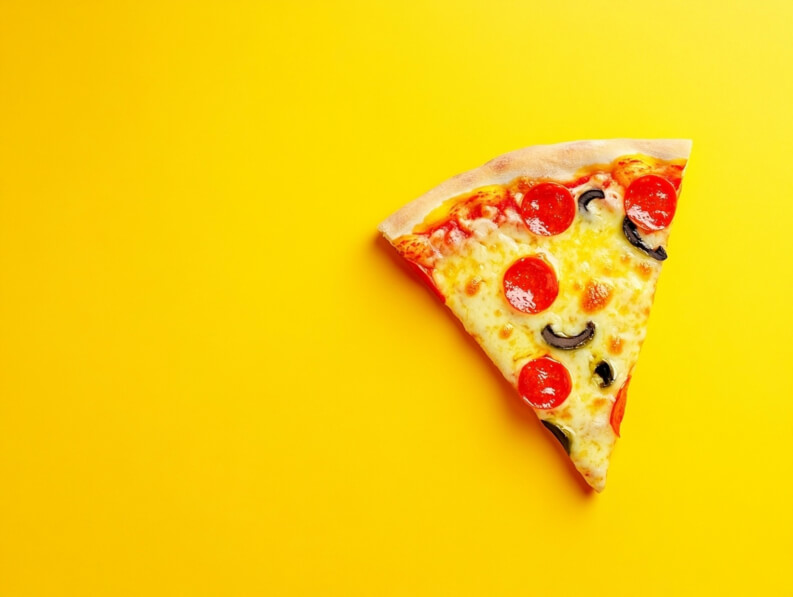 Download Slice of Pepperoni Pizza on Yellow Background Backgrounds ...