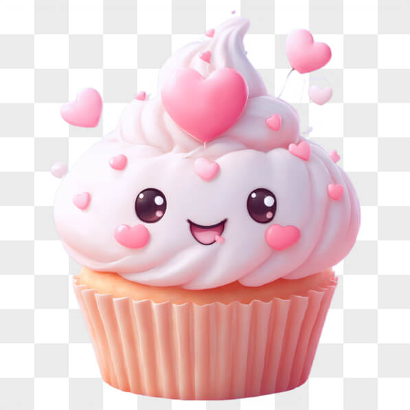 Descarga Cupcake Kawaii con Cara Sonriente y Corazones Kawaii En Línea ...