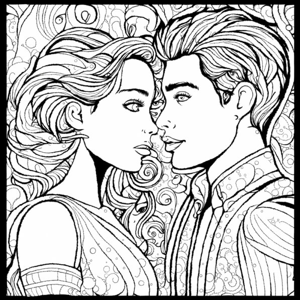 Download Romantic Encounter Illustration Coloring pages Online ...