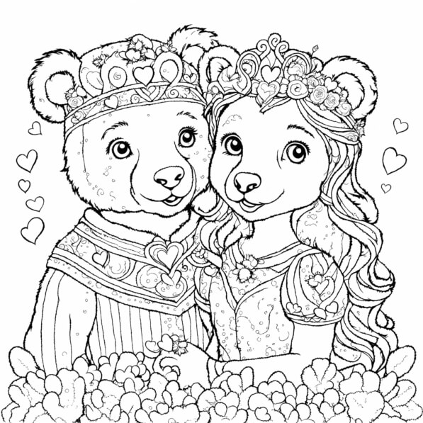 Download Royal Bears Coloring Page Coloring pages Online - Creative Fabrica