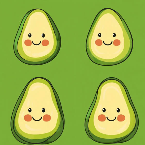 Download Cute smiling avocados on a green background Patterns Online ...