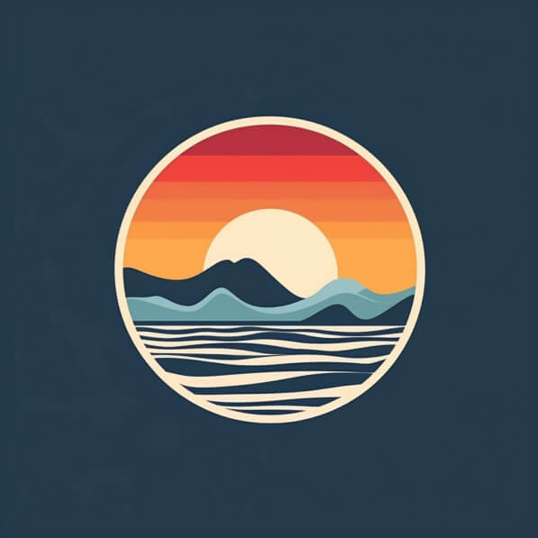 Download Stylized Sunset Over Hills and Water Backgrounds Online ...