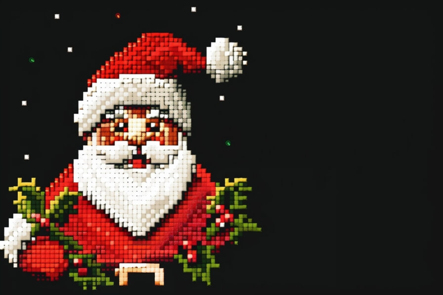 Download Pixel Art Santa Claus with Holly Backgrounds Online - Creative ...