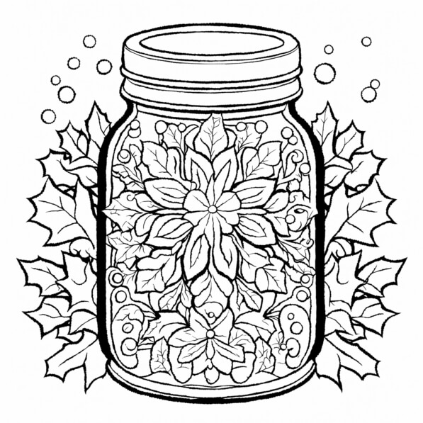 Download Floral Mason Jar Coloring Page Coloring pages Online ...