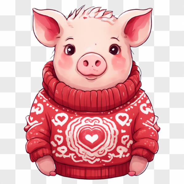 Download Kawaii Piglet in Red Sweater Kawaii Online - Creative Fabrica