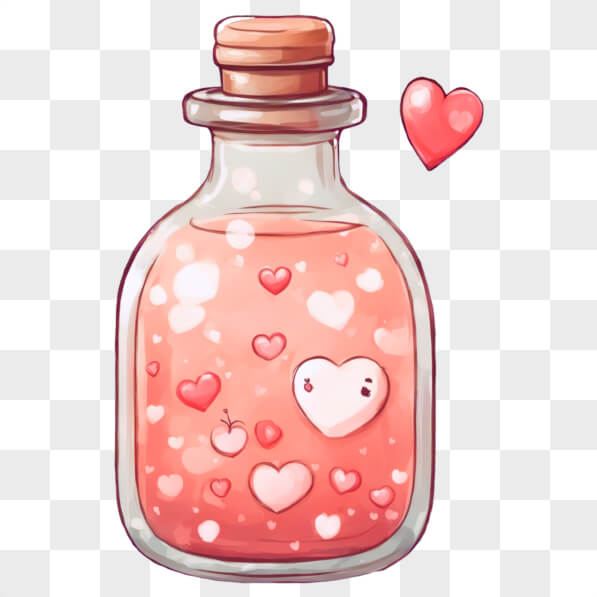 Descarga Botella de corazón Kawaii con líquido rosa y corazones ...