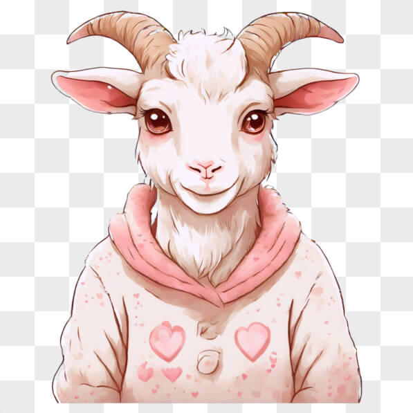 Download Kawaii Cartoon Goat in Pink Hoodie Kawaii Online - Creative ...