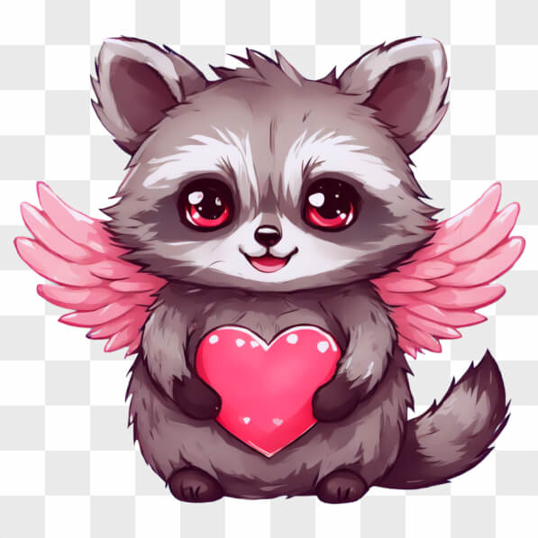 Download Kawaii Raccoon Holding a Heart Kawaii Online - Creative Fabrica