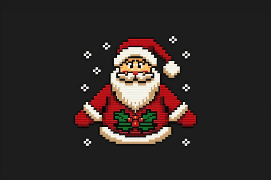 Download Pixel Art Santa Claus with Snowflakes Backgrounds Online ...