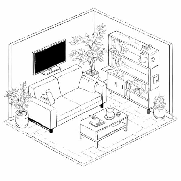 Download Modern Living Room Design Coloring pages Online - Creative Fabrica