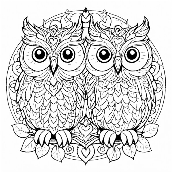 Download Intricate Owls Coloring Page Coloring pages Online - Creative ...