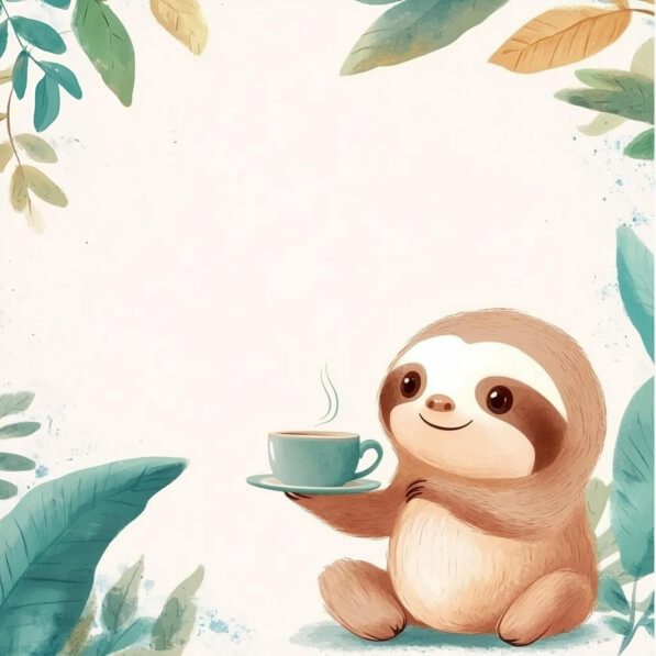 Download Cute Cartoon Sloth Enjoying a Drink Backgrounds Online ...