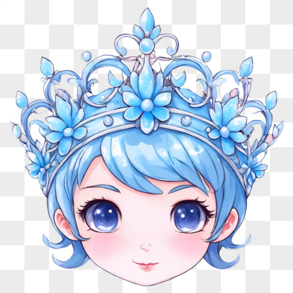 Download Kawaii Character with Blue Hair and Floral Crown Kawaii Online ...