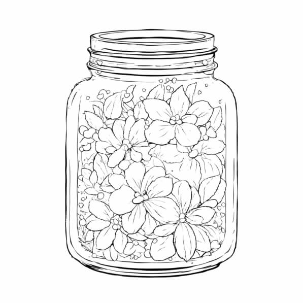 Télécharger Bocal en verre rempli de fleurs Pages de coloriage En Ligne ...