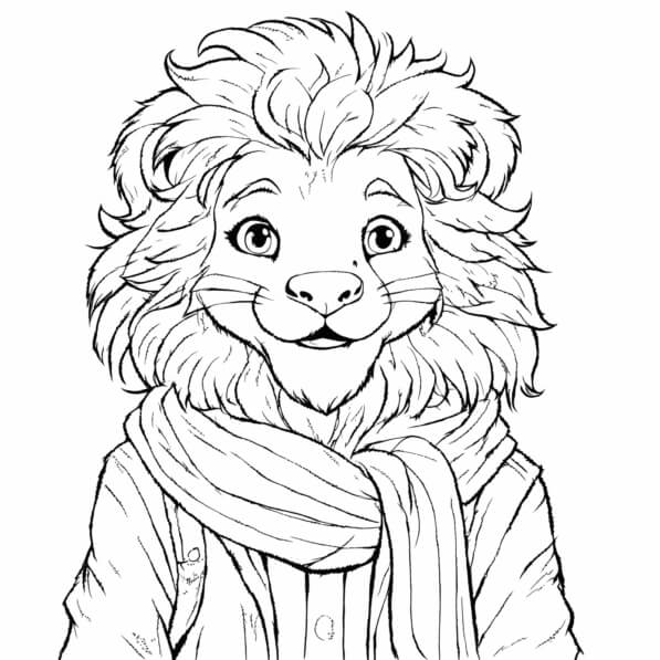 Descarga Personaje de león ilustrado amigable Páginas para colorear En ...