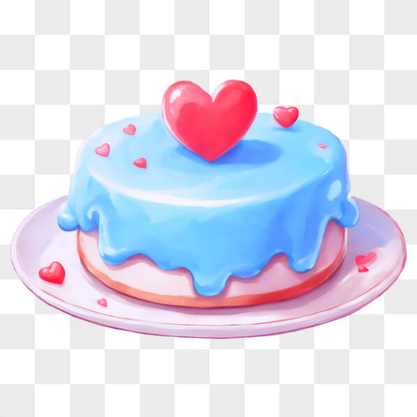Download Kawaii Heart Cake with Blue Frosting Kawaii Online - Creative ...