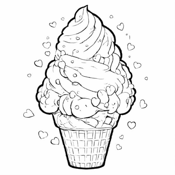 Download Grappige IJsje met Hartjes Kleurplaten online op Creative Fabrica