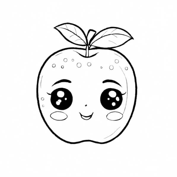 Download Cartoon Apple Character with Smile and Big Eyes Coloring pages ...