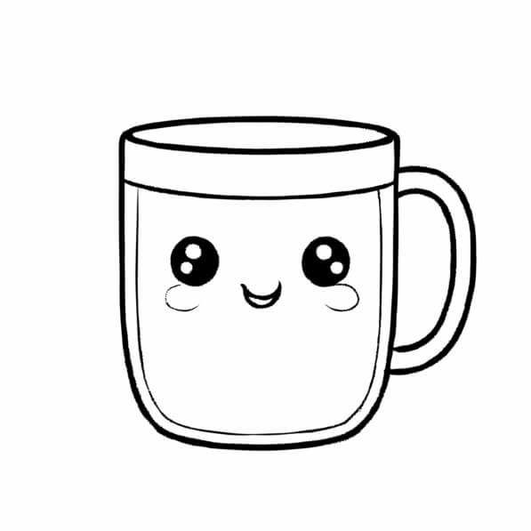 Download Cute Cartoon Mug with a Smile Coloring pages Online - Creative ...