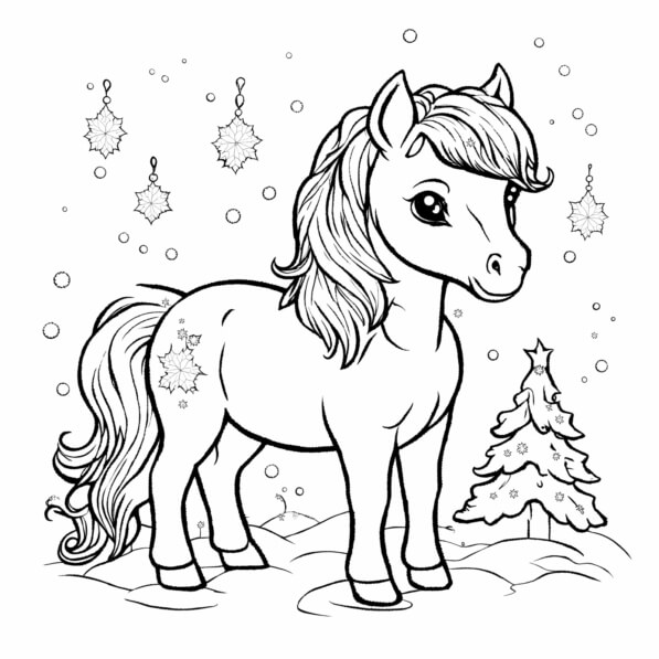 Scarica Pony Festivo in una Meraviglia Invernale Pagine da colorare ...