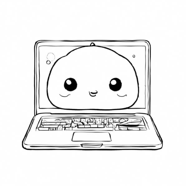 Download Cute Character on Laptop Screen Coloring pages Online ...