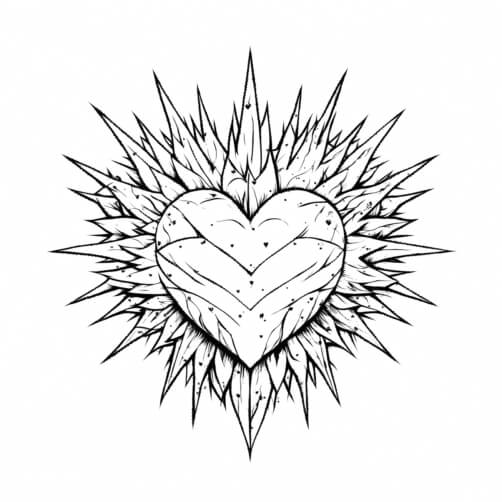 Download Heart-Shaped Drawing with Bow and Ribbon Coloring pages Online ...