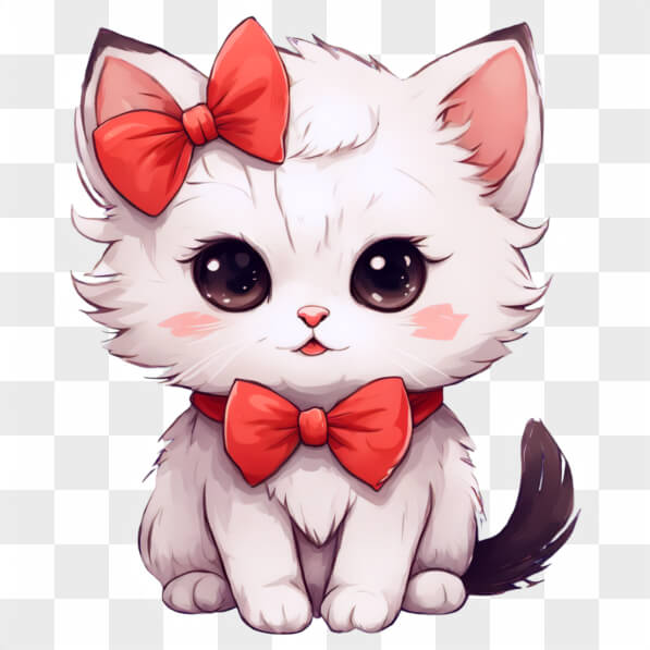 Download Kawaii Cat Illustration with Red Bows Kawaii Online - Creative ...