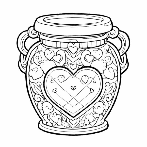 Download Decorative Vase with Heart Motif Coloring pages Online ...