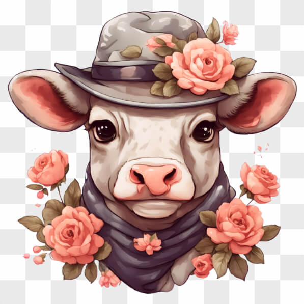 Descarga Vaca Kawaii con Flores y Sombrero Kawaii En Línea - Creative ...