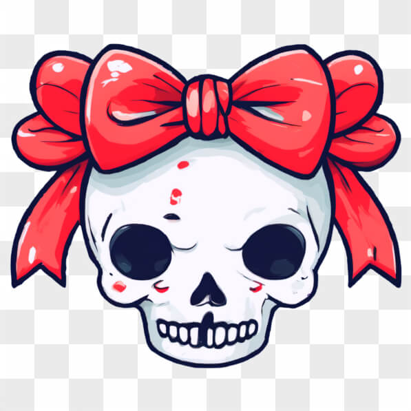 Download Kawaii Skull with Red Bow Kawaii Online - Creative Fabrica