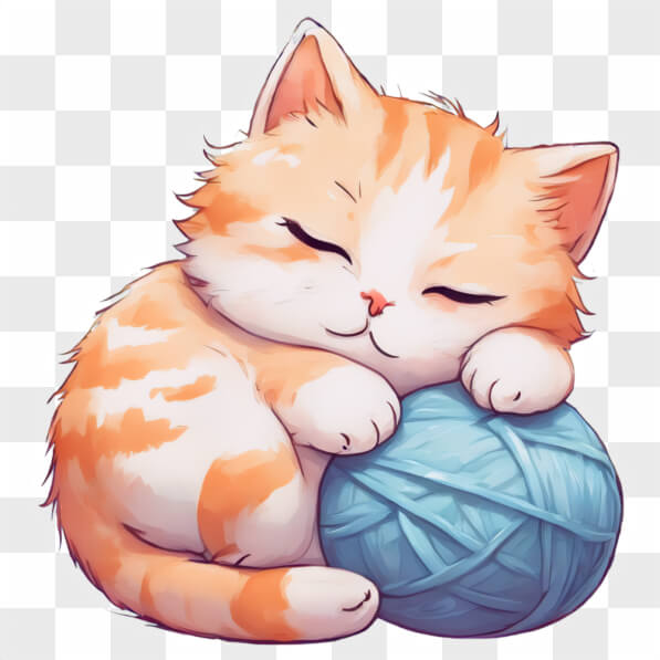 Download Kawaii Cat Sleeping on Yarn Ball Kawaii Online - Creative Fabrica