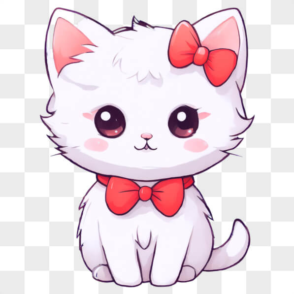 Download Kawaii White Kitten with Red Bows Kawaii Online - Creative Fabrica