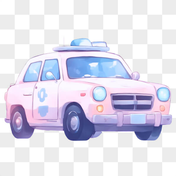 Download Kawaii Pink Animated Police Car Kawaii Online - Creative Fabrica