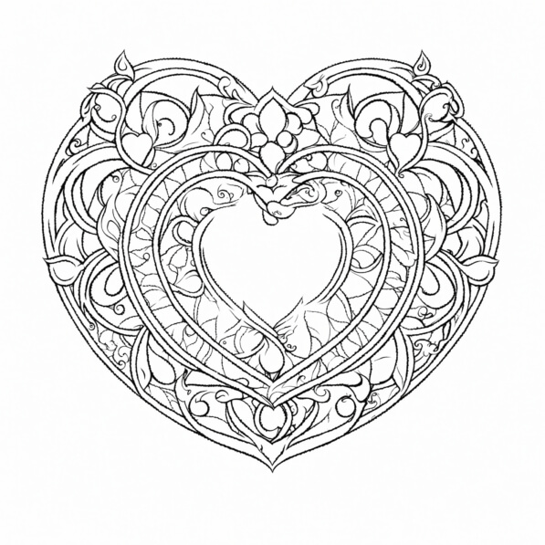 Download Intricate Floral Heart Design Coloring pages Online - Creative ...