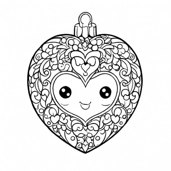 Download Cute Heart-Shaped Locket with Floral Patterns Coloring pages ...
