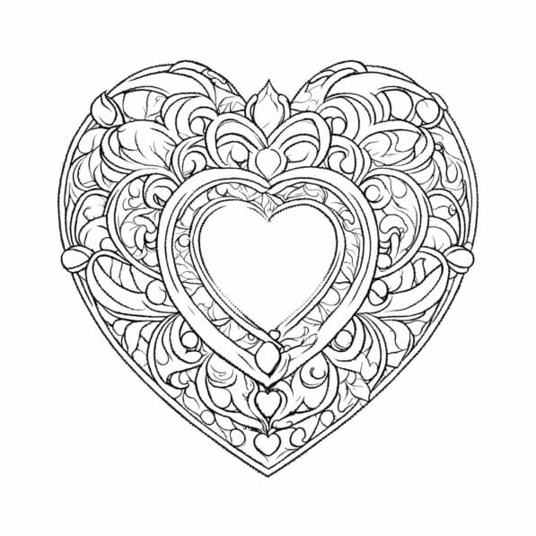 Download Ornate Heart Design Coloring pages Online - Creative Fabrica