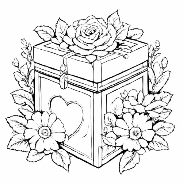 Download Decorative Floral Box Coloring pages Online - Creative Fabrica
