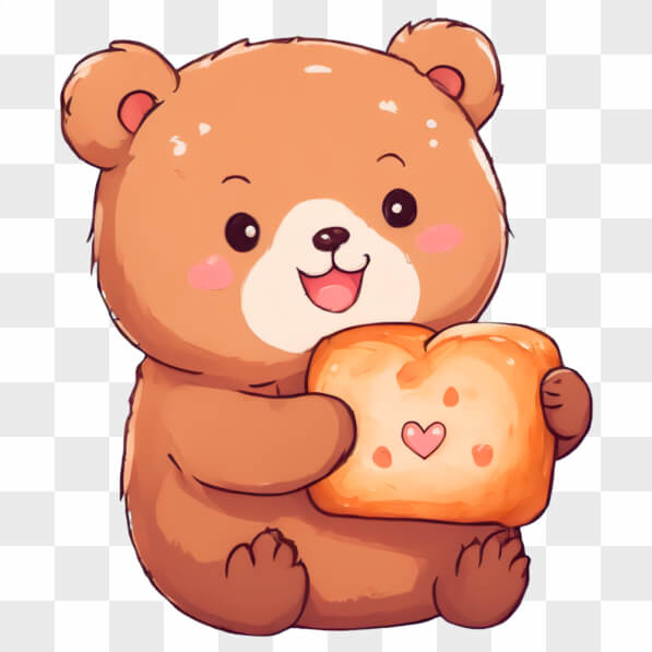 Download Kawaii Bear Holding Heart-Shaped Bread Kawaii Online ...