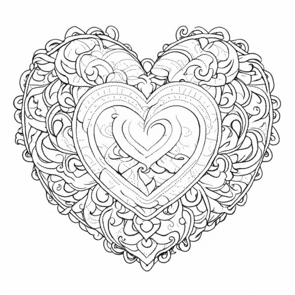 Download Intricate Heart Design Coloring pages Online - Creative Fabrica