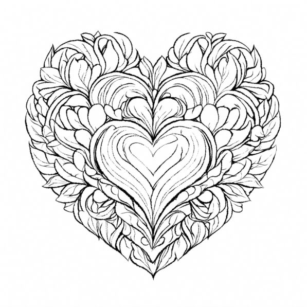 Download Intricate Heart Design Coloring pages Online - Creative Fabrica