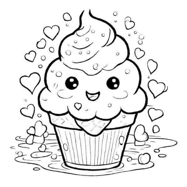 Download Cute Cupcake Coloring Page Coloring pages Online - Creative ...