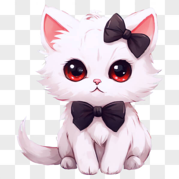 Download Kawaii White Cat with Bows Kawaii Online - Creative Fabrica
